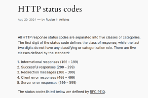 HTTP response status codes